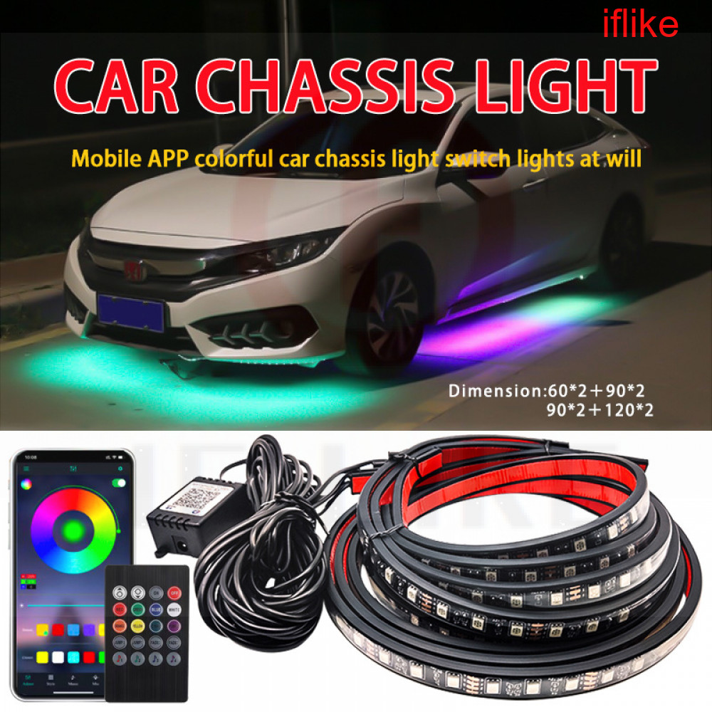 4Pcs App/Remote Control Car Light Underglow RGB 8 Colors Universal ...