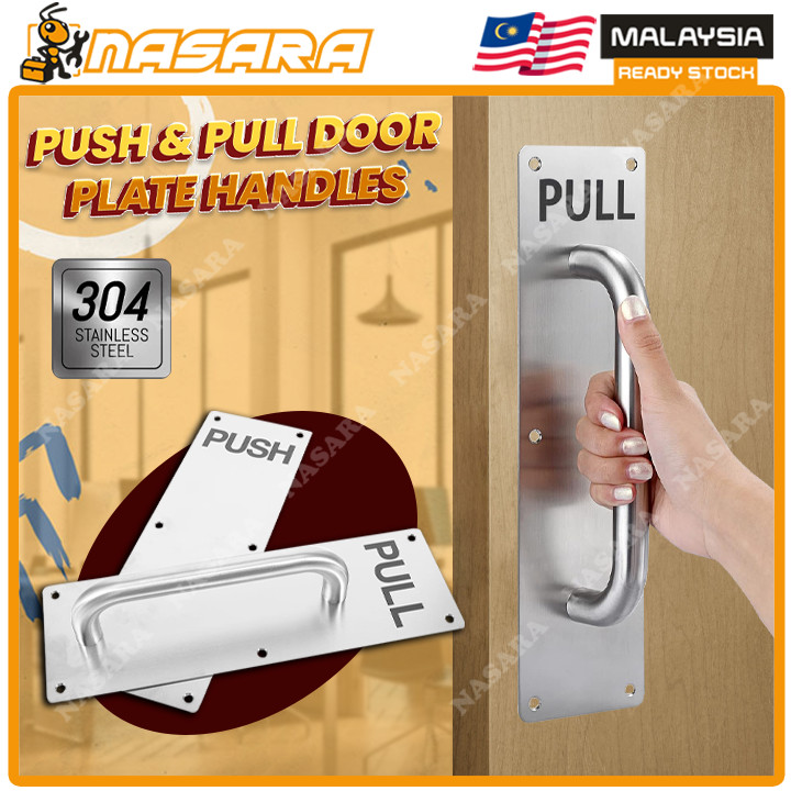 Nasara Stainless Steel Door Pull & Push Plate Toilet Entrance Door ...