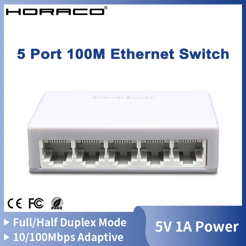【Official Shipment】 HORACO 100Mbps 5 Port Ethernet Switch Smart 100Base ...