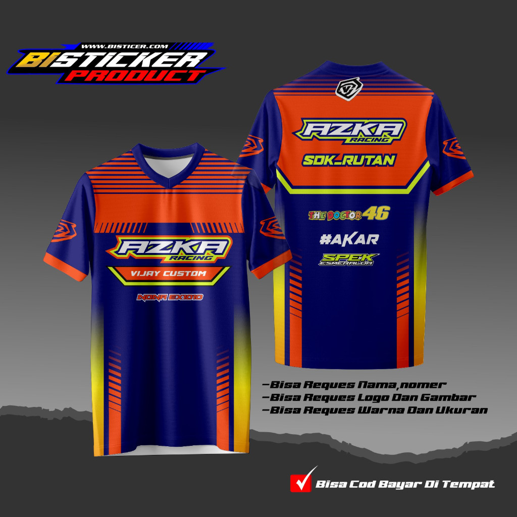 Kaos Baju Jersey Racing Custom Balap Road Race GANTI NAMA NOMER Jersey ...