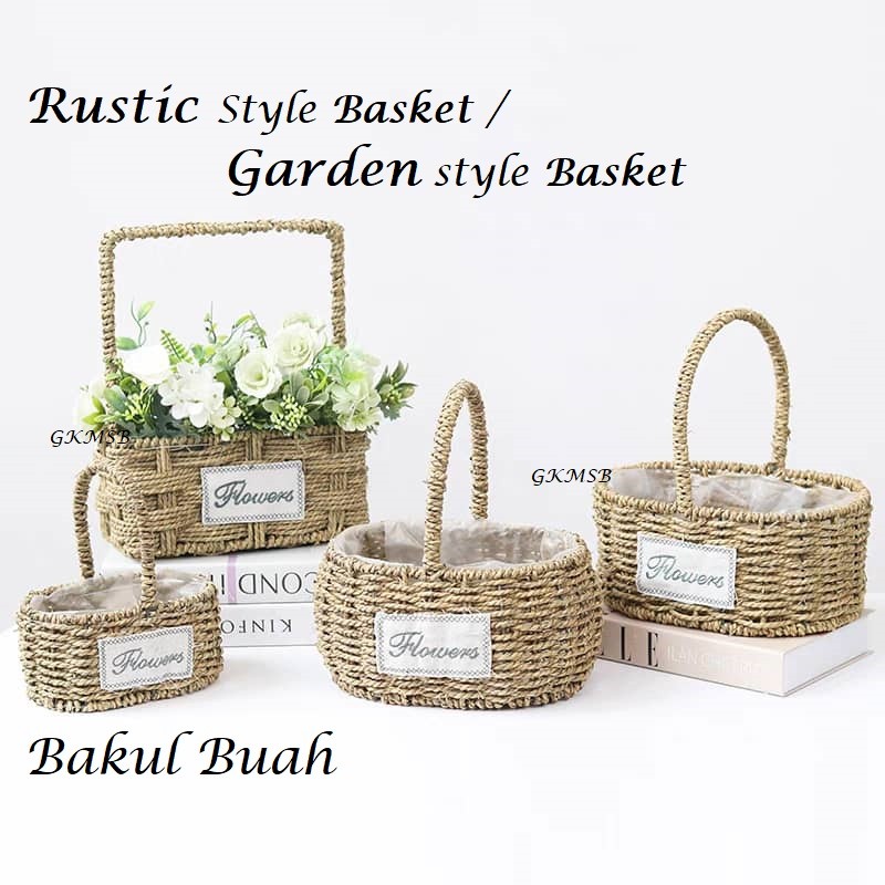 Bakul Buah RUSTIC THEME Solid BASKET for Fruits Flowers Bakul Buah ...