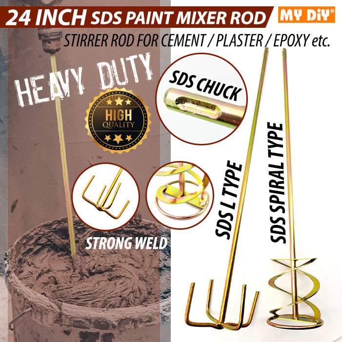 MYDIYHOMEDEPOT - 24inch SDS Heavy Duty Paint Mixer Rod Bar Cement ...