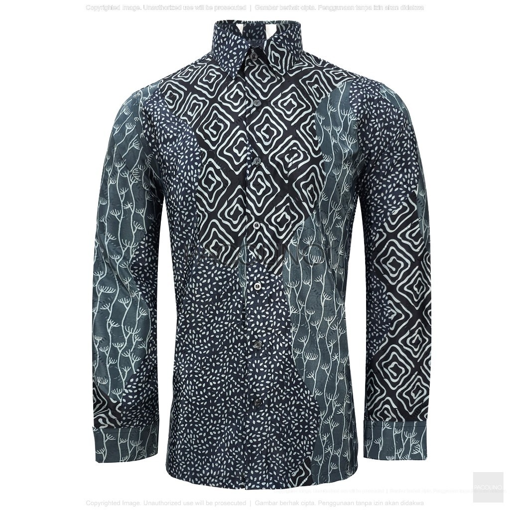 Malaysia Men Premium Batik Long Sleeve Modern Fit - Black Colour ...
