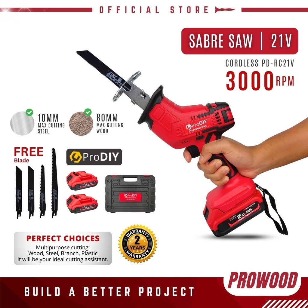 3000RPM Cordless Saber Saw Portable Reciprocating Saw Wood Metal 2 ...