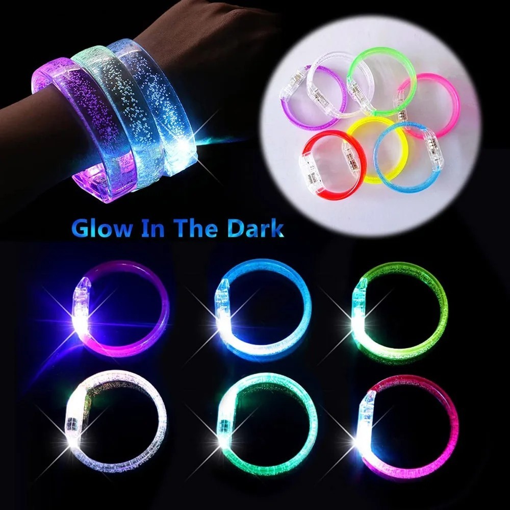 50Pcs LED Light Up Wristbands Neon Glowing Bangle Luminous Wristbands ...