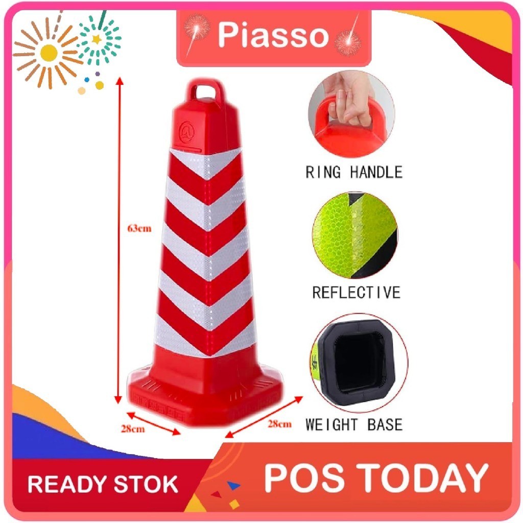 63CM Red Reflective Plastic Traffic Safety Multi Purpose Construction ...