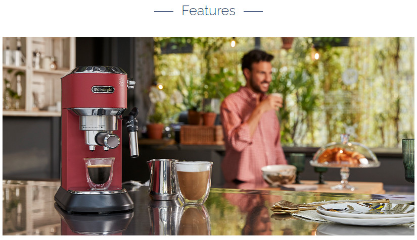 DeLonghi Dedica EC685.R Style Pump Espresso Coffee Machine Scarlet Red ...