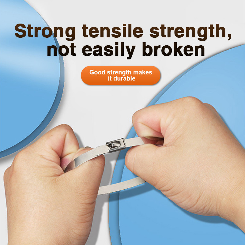 100 Pcs Stainless Steel Metal Cable Ties 4.6mm Heavy Duty Self-Locking ...