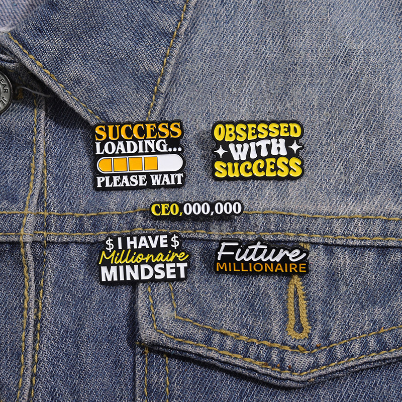 Funny Success Loading Texts Enamel Pins Brooch Cartoon Inspirational ...