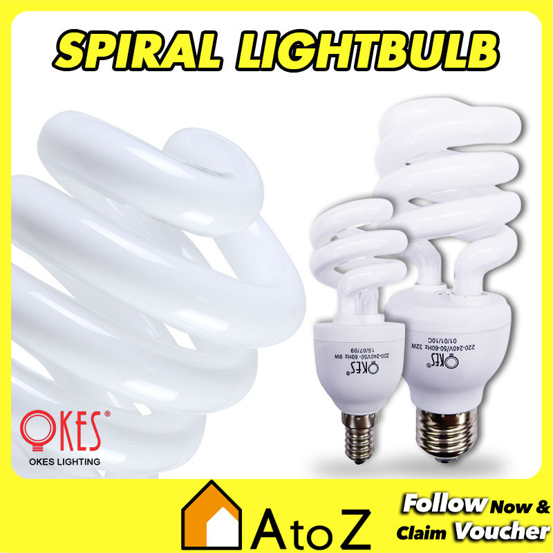 Spiral OKES/OKA Twist Bulb 7W To 32W Lighting Light Bulb E14 E27 Energy ...