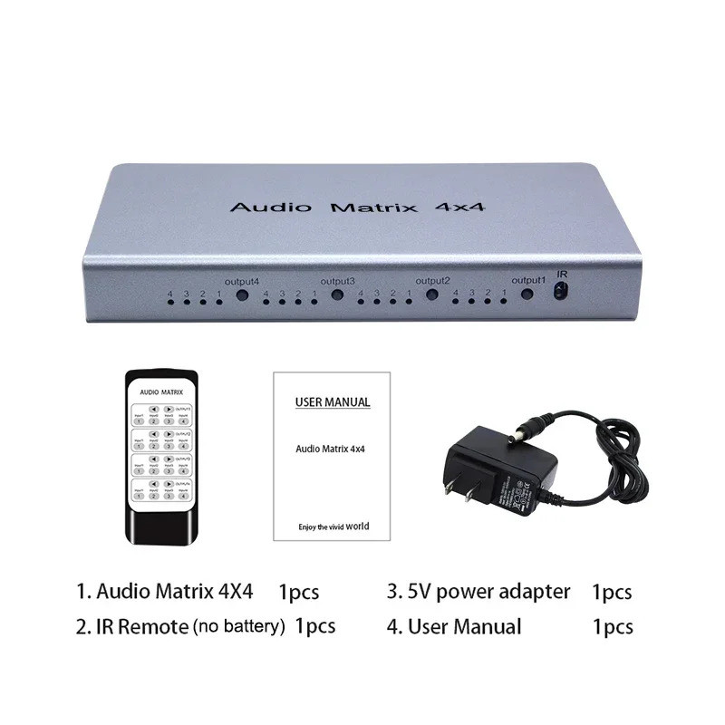 4x4 Audio Matrix Spdif Toslink Digital Optical 4 in 4 Out Audio Switch ...