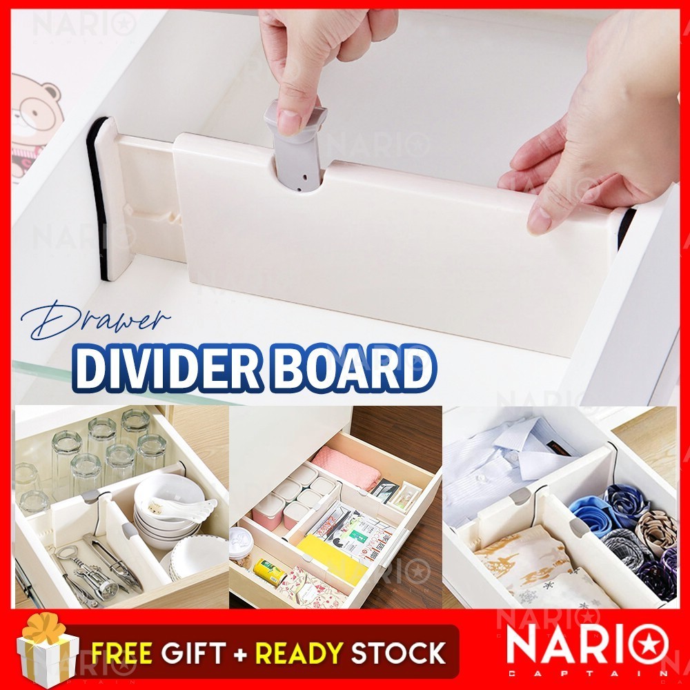 NARIO 28CM/38CM Drawer Partition Retractable Clothes Drawer Divider ...