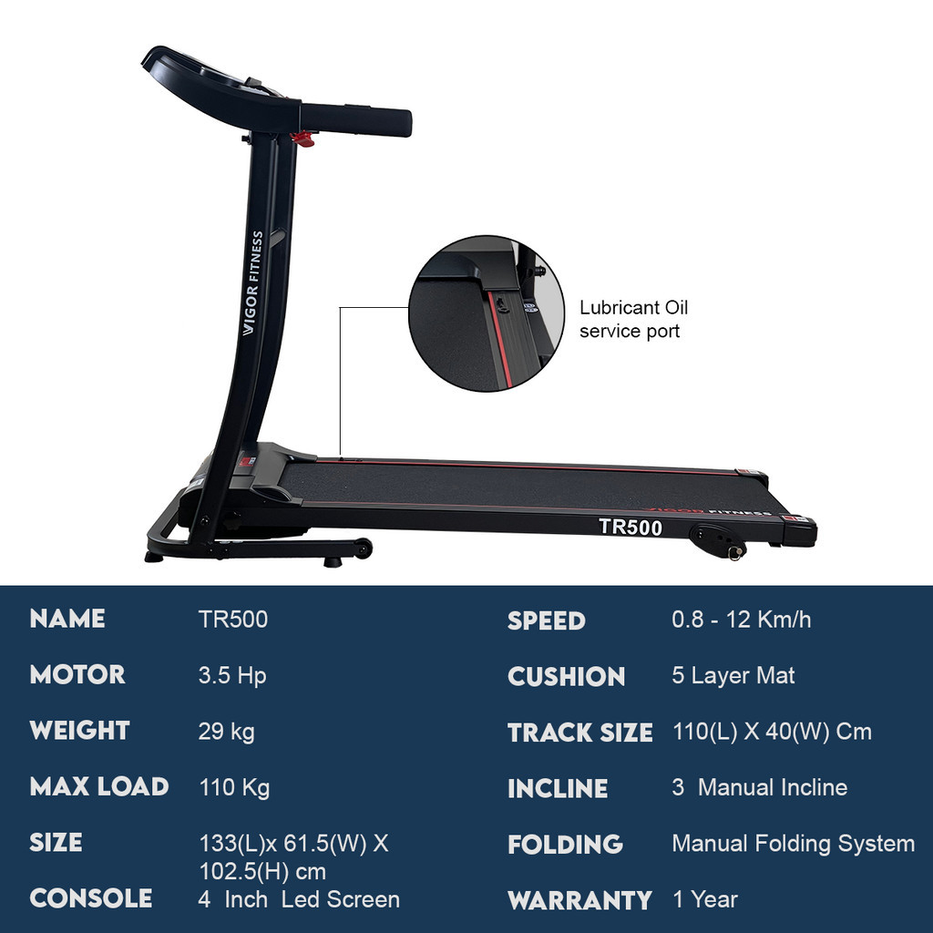 Vigor Fitness Treadmill 3.5hp Cardio Exercise Running Machine TR500 ...