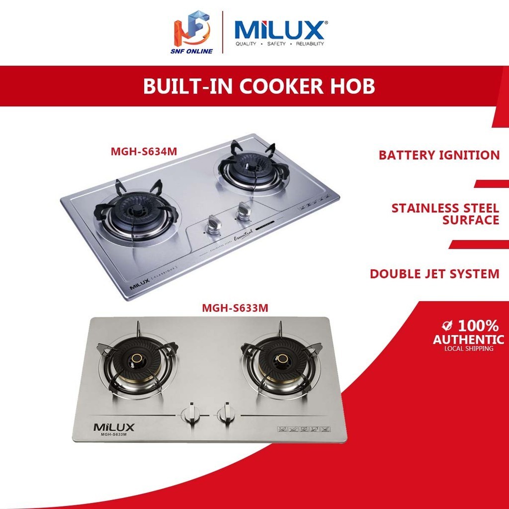 Milux Dapur Gas 2 Pembakar 2 Burner Gas Cooker Hob MGH-S633M MGH-S634M ...
