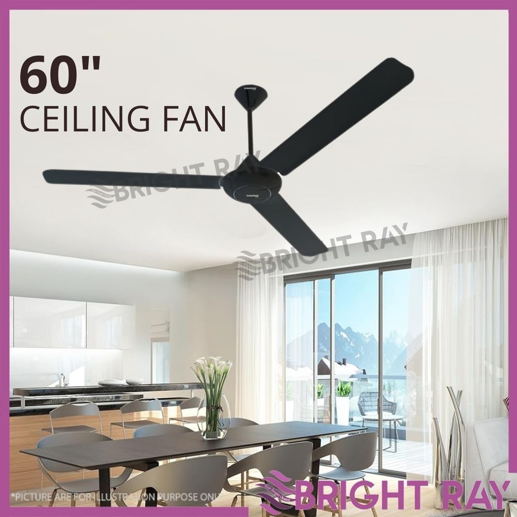 60" Ceiling Fan With 3 Blade Kipas Siling Ruang Tamu 3 Bilah Kipas ...