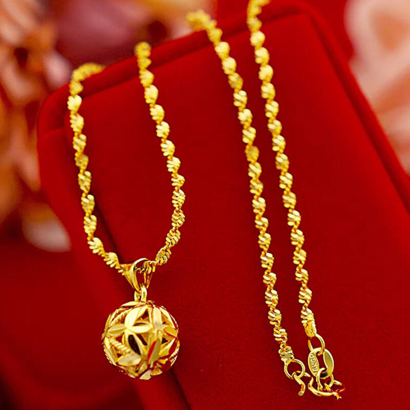 100% Original 916 Korean Gold Original Bangkok Necklace Women's Peach ...