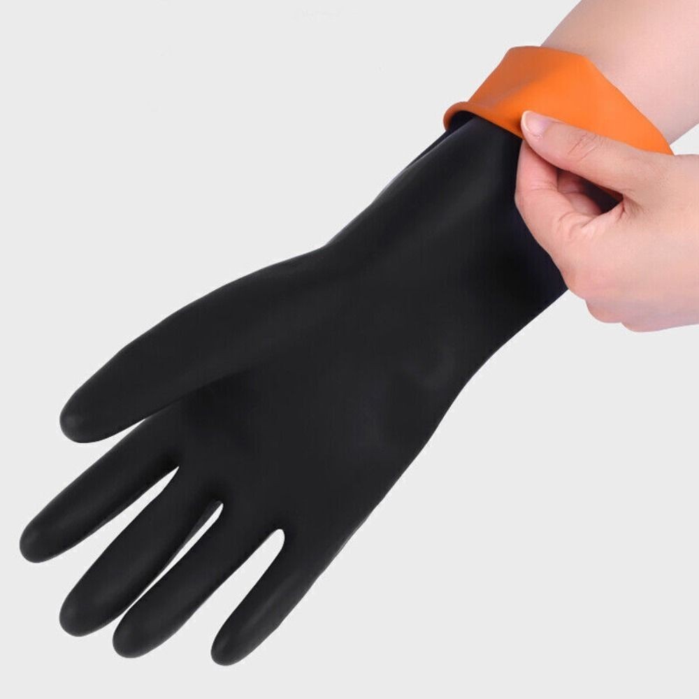 Heavy Duty Chemical Resistant Gloves Reusable Long Industrial Rubber ...