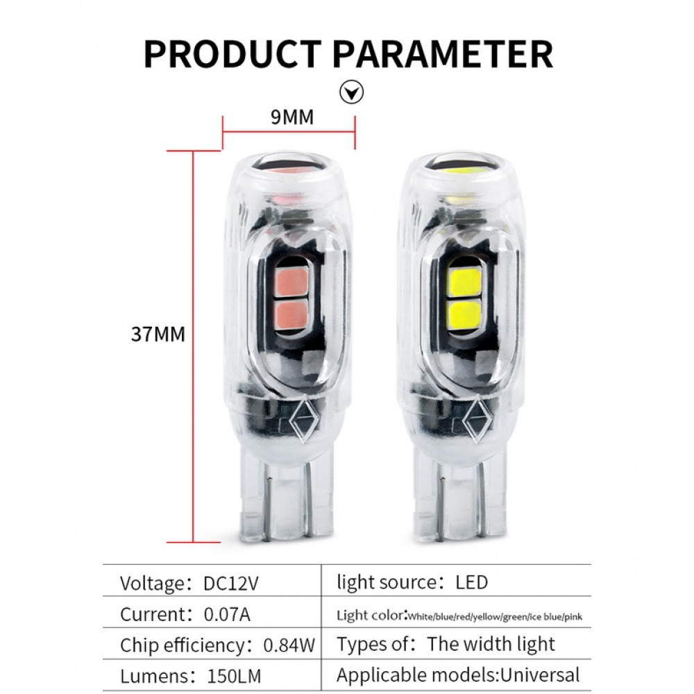 1pc Flash T10 Led Bulb Turn Signal Light W5W 194 Width Indicator with ...