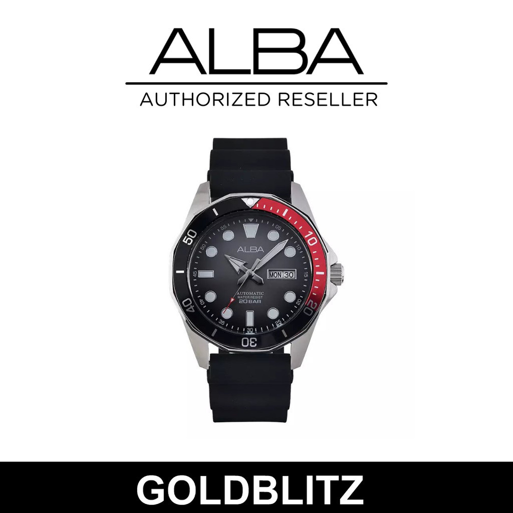 Alba AL4539X2 Mechanical Automatic Gradation Dial Black Rubber Strap ...