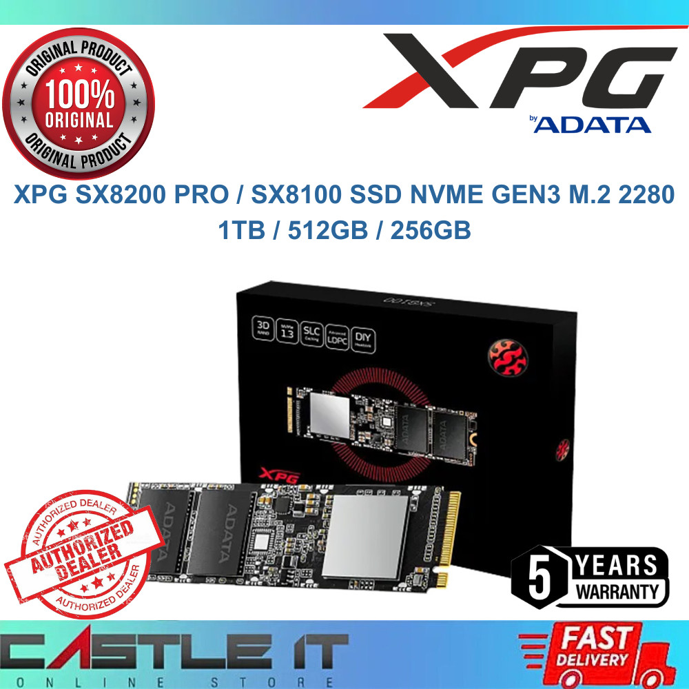 Adata XPG SX8200 PRO / SX8100 1TB 512GB 256GB SSD NVME GEN3 M.2 2280 ...