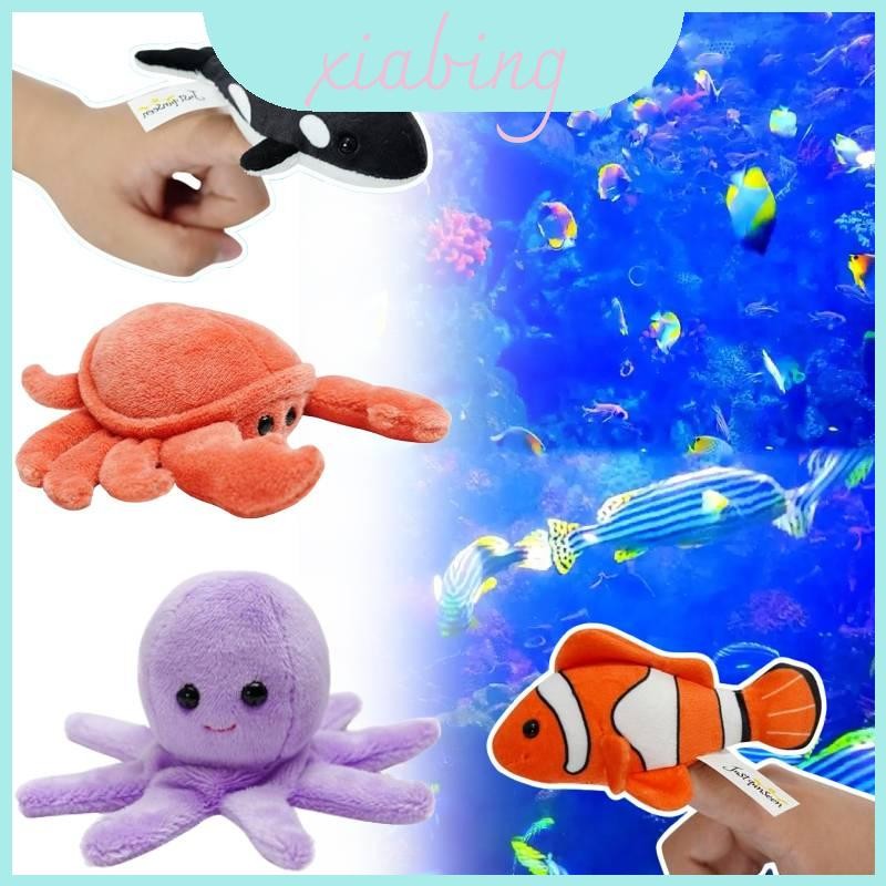 Plush Cozy Sea Creature Finger Puppets Featuring Octopus Crab Turtle ...