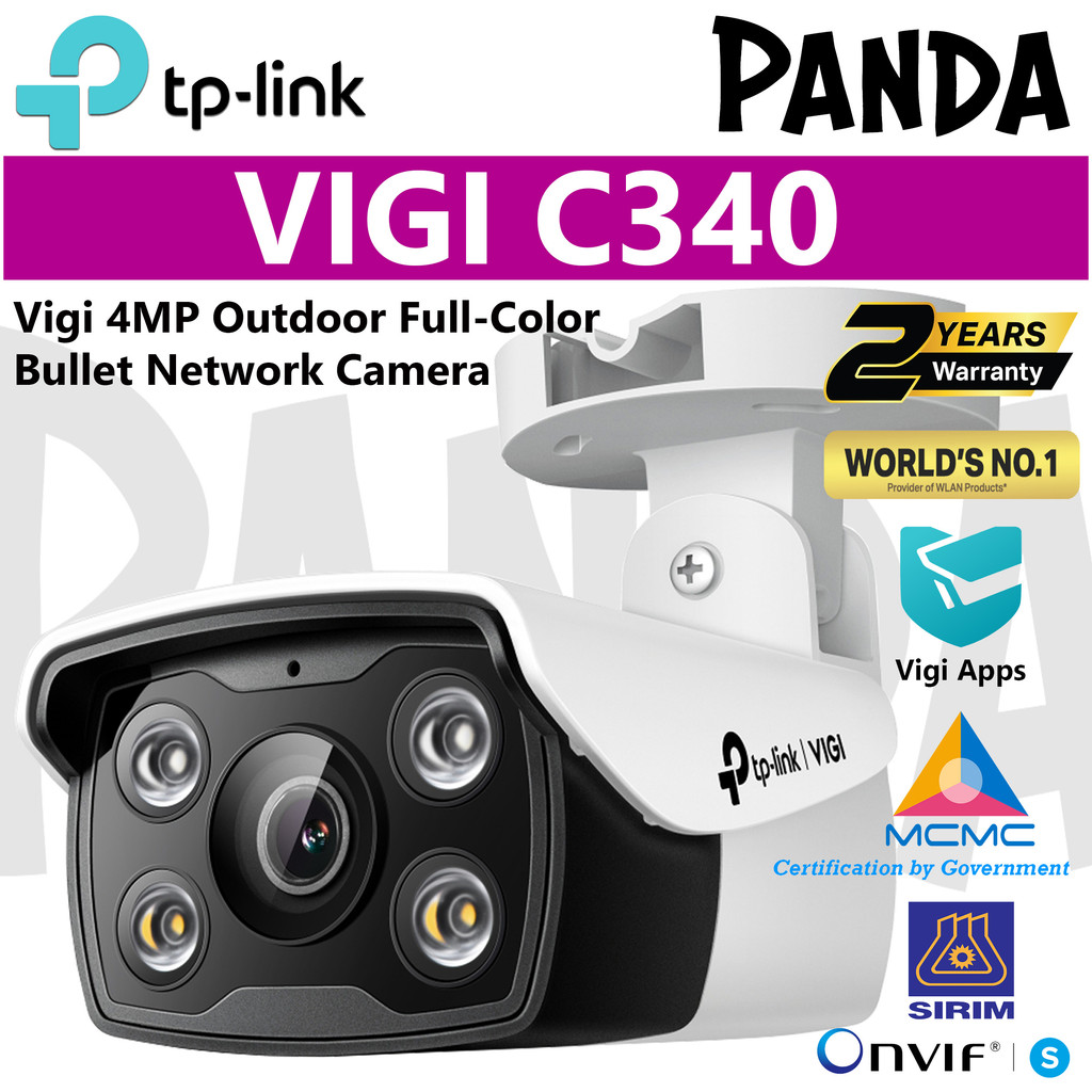 TP-Link VIGI C340, 4MP, Outdoor Full-Color Bullet Network Camera ...