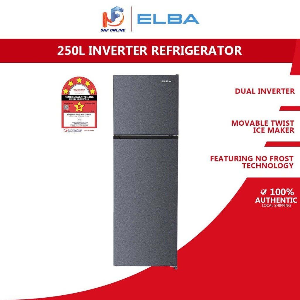 Elba Peti Sejuk 2 Pintu Fridge 2 Door Refrigerator Inverter (250L) ER ...