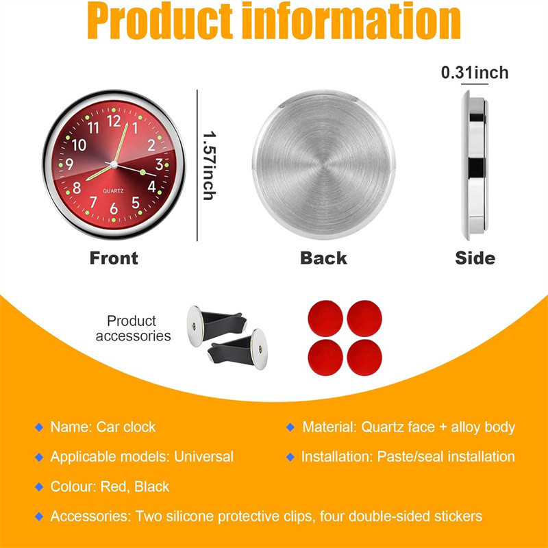 Car Mounted Air Outlet Clock,Mini Quartz Car Dashboard Clock,Stick on ...