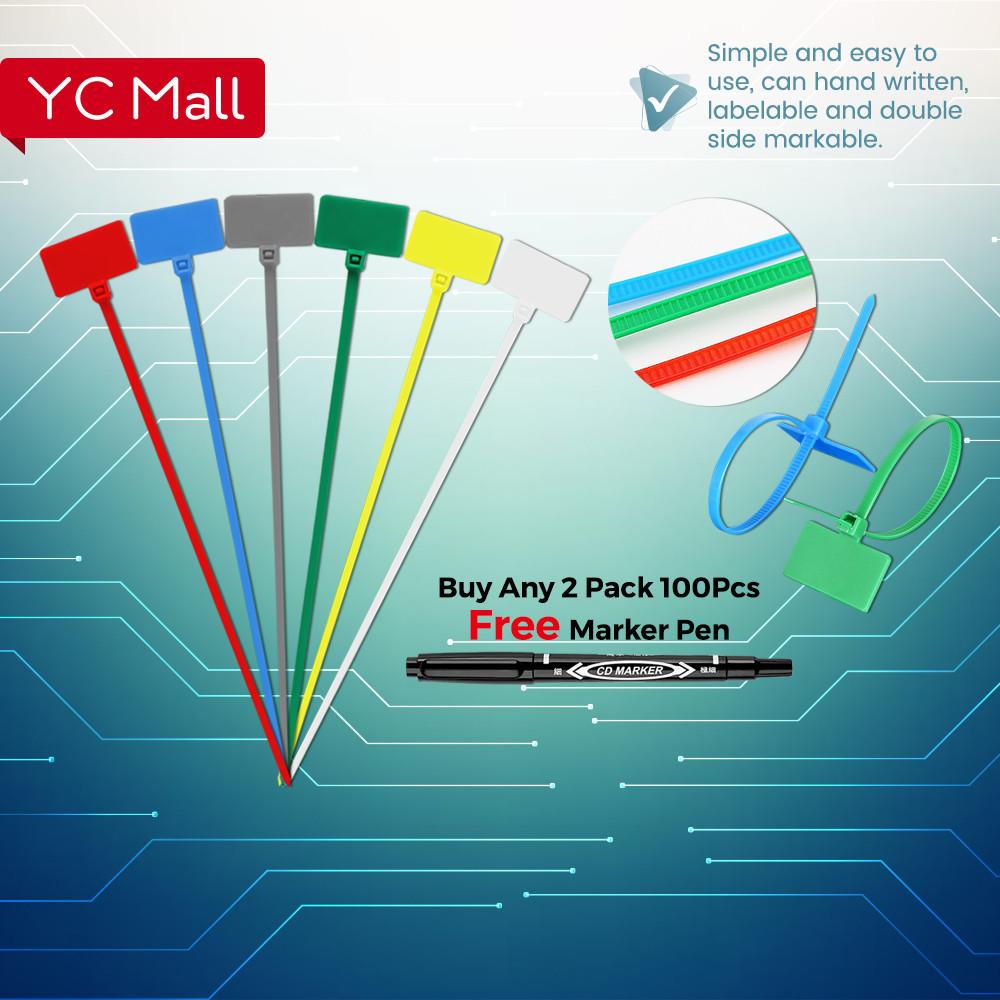 Colourful Easy Mark Nylon Cable Labels Tag Self Locking Zip Ties 50Pcs ...