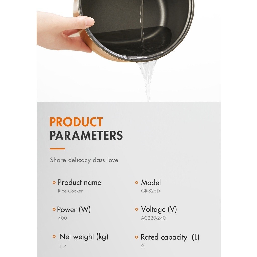 Gaabor Mini Rice Cooker (2.5L) Smart Micro Processor Rice Cooker Non ...