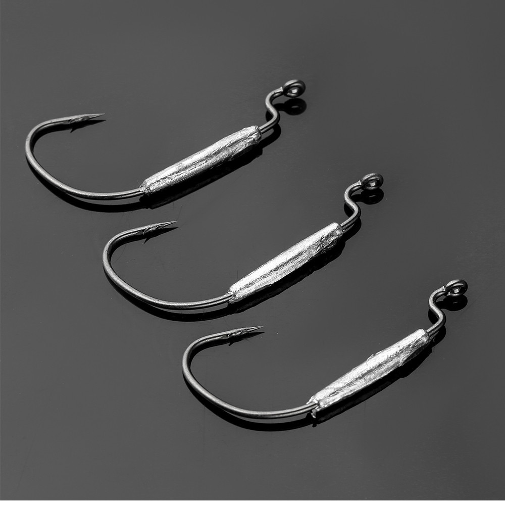 10pcs/lot High Carbon Steel Fishing Hooks 1.8g 3g 2.8g 6g Crank Hook Soft Bait Hook Lure Worm ...
