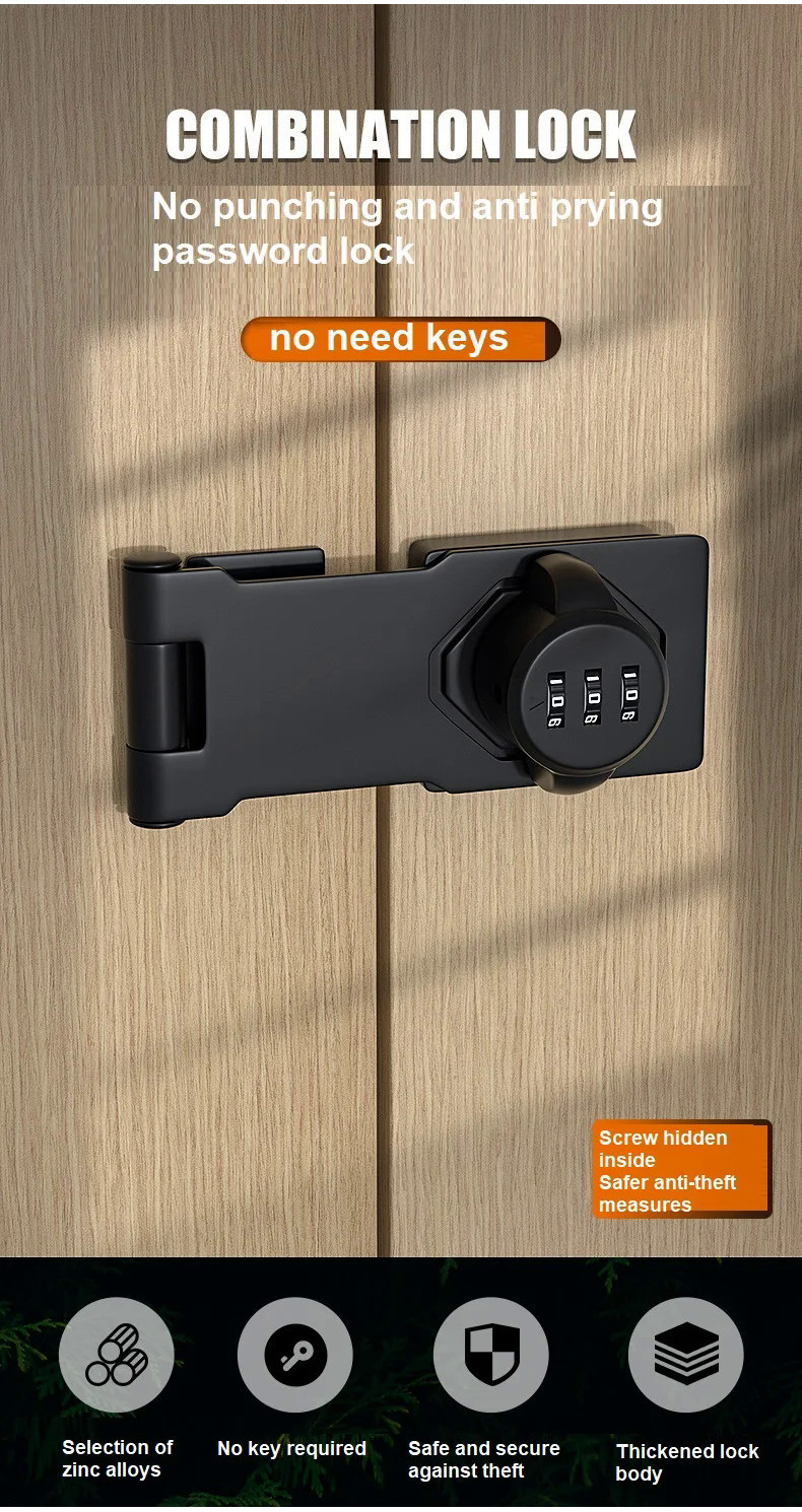Keyless Combination Burglar Lock Password Unlock Double Opening Digital ...