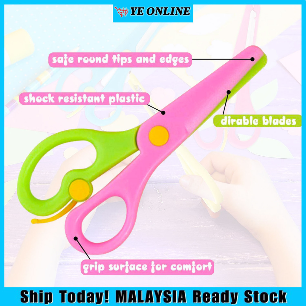Safety Scissors Handmade Kids Art Craft Plastic Scissors Child-Safe ...