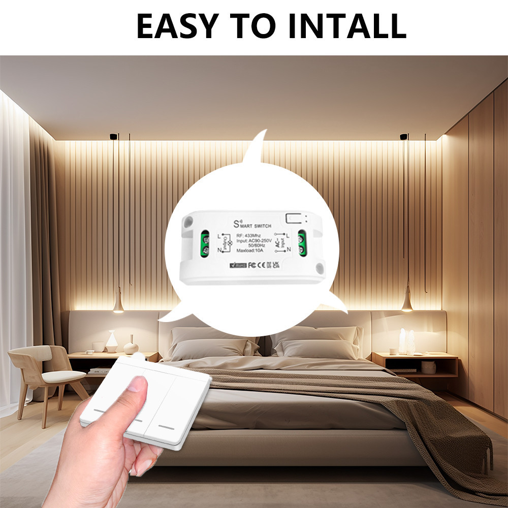 RF433 Mhz Wireless Light Switch Push Button Wall Smart Switch AC 110V ...