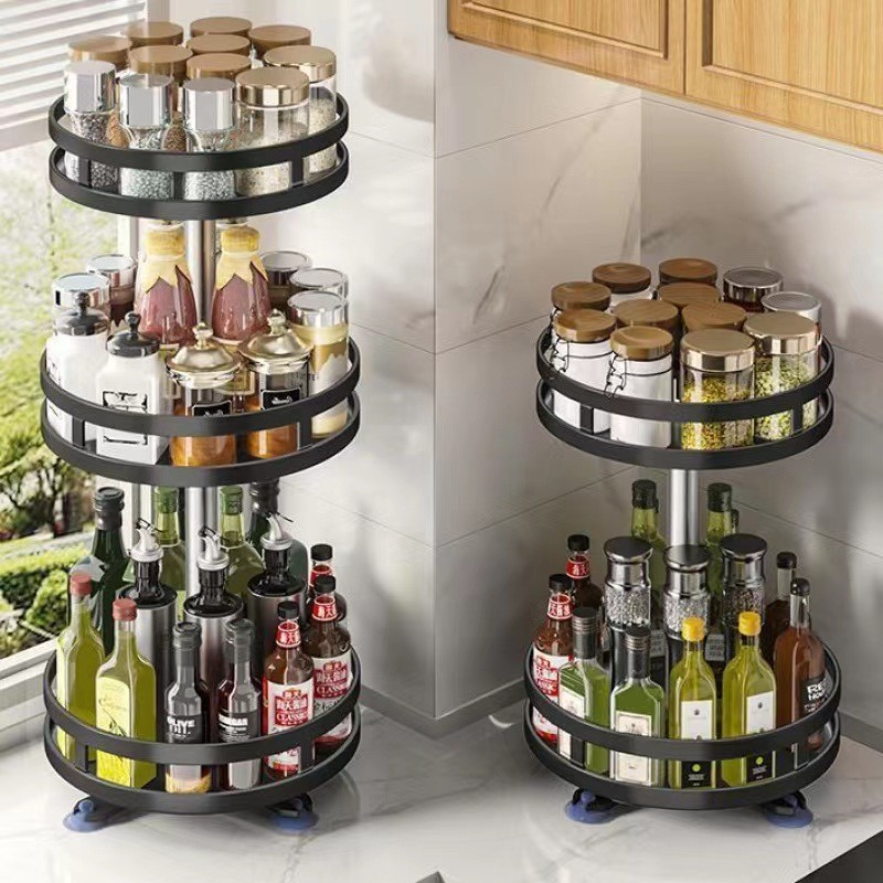 360 Rotating Multi-layer Spice Rack Spice Cans Multi-Functional Storage ...