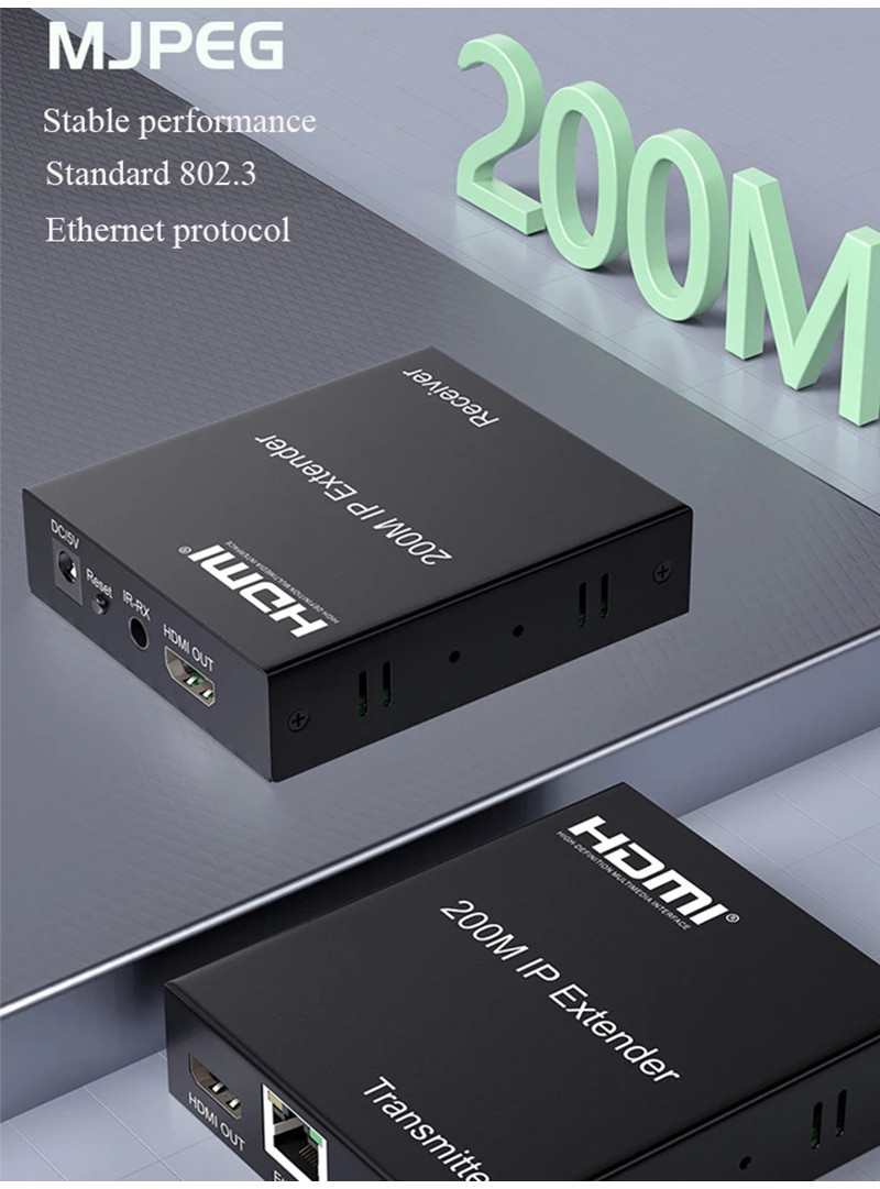 200M HDMI IP Extender HDMI Ethernet Cable Extender Over Cat5e Cat6 ...