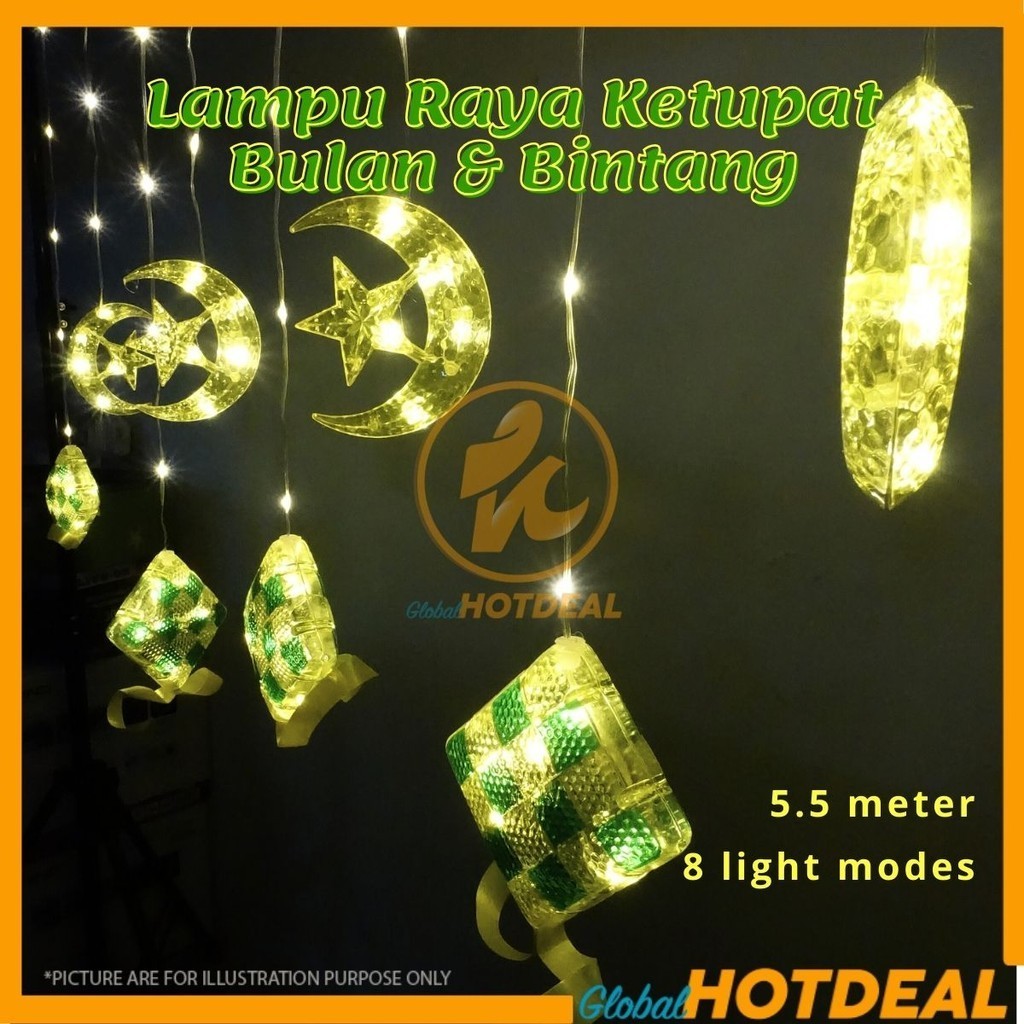 [2024] Lampu Raya Ketupat Bulan Bintang Lampu Lip Lap Lampu Raya ...