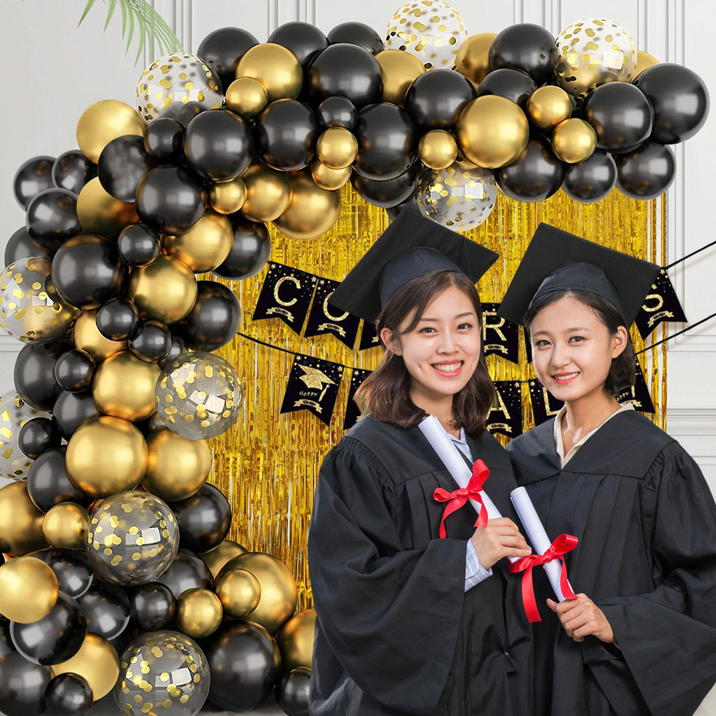 Graduation Balloons Party Decorations Set Congrats Grad Black Gold ...