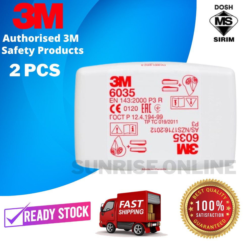 [ORIGINAL] 3M 6035 P3 R Particulate Filter[2Pcs in 1 Pack] NIOSH P100 ...