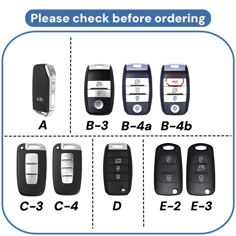 KIA Car Key Shell Key Case Zinc Alloy Leather Key Cover Smart Key Case ...