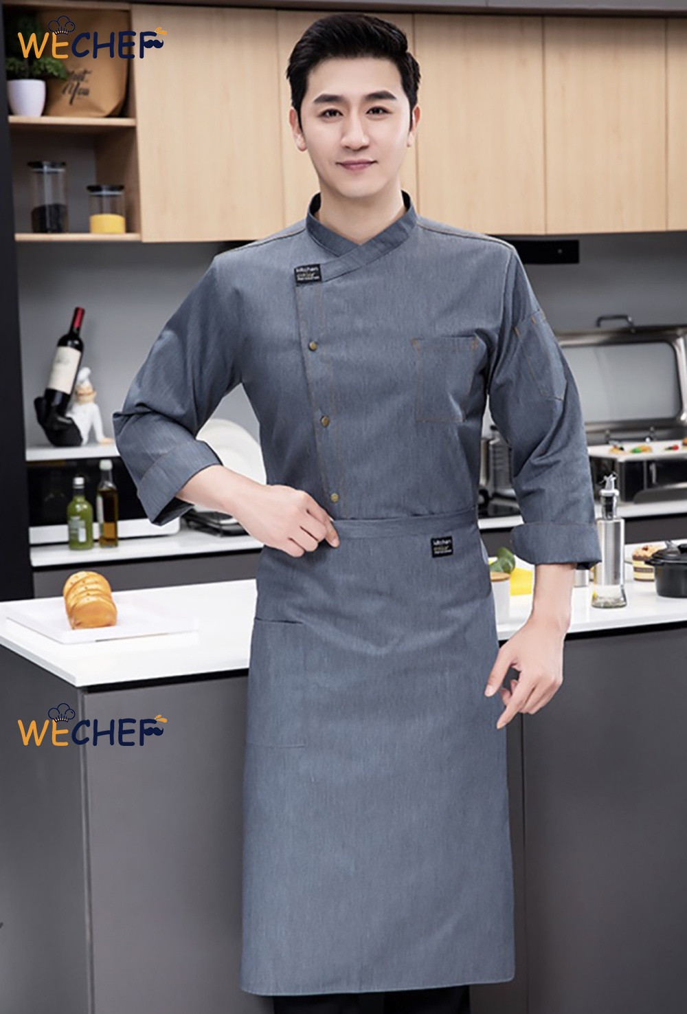 MALAYSIA READY STOCK Chef Uniform Baju Chef's Workwear Long-Sleeved Men ...