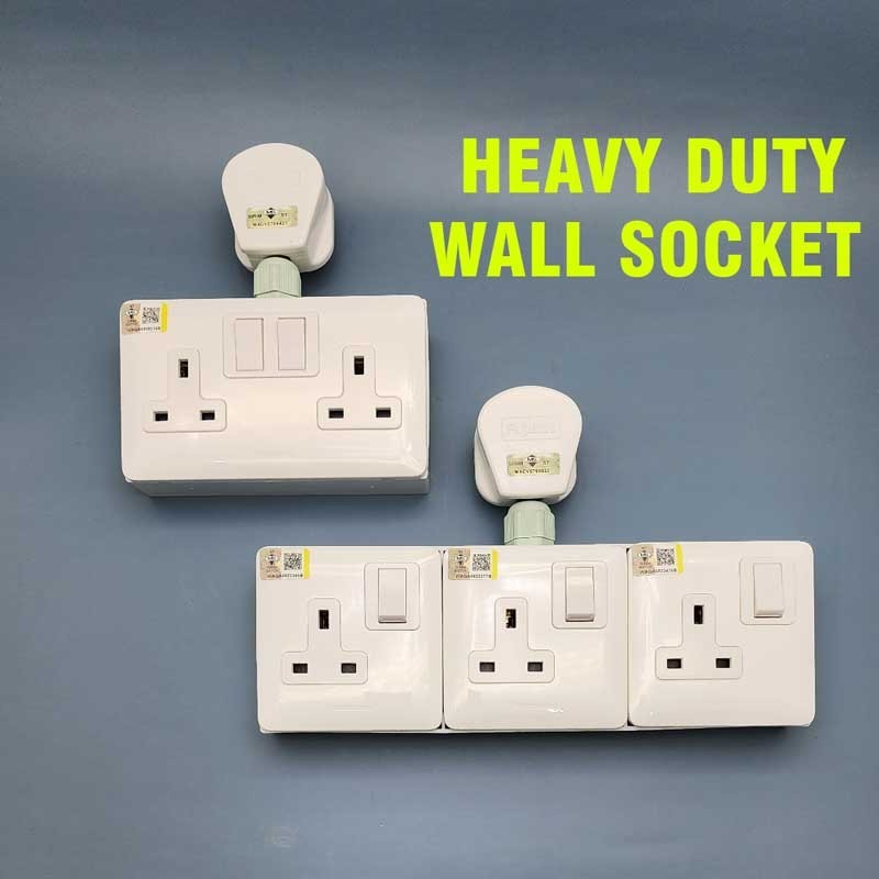 Heavy Duty T-Adaport Wall Socket Extension Plug 3 Way Adaport 3 Core ...