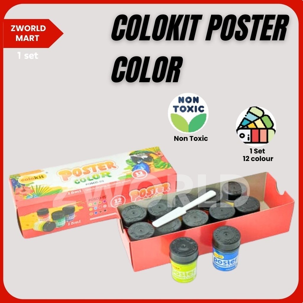 Colokit Poster Color 1 set 12's colour | Shopee Malaysia