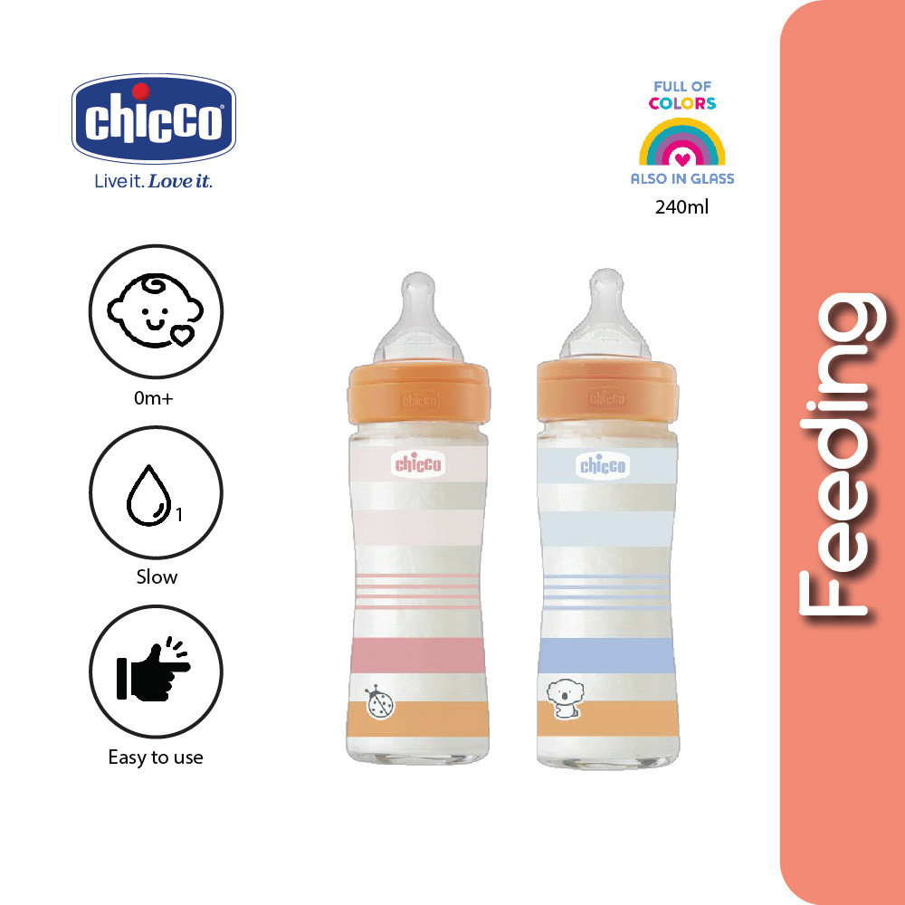 Chicco Well Being PP Glass Feeding Bottle For Girl/Boy - Orange (240ml) | Shopee Malaysia