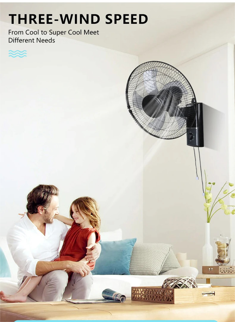 Solar Wall Fan 16 Inch 5 Blades 3 Speed Strong Wind Solar fan ...