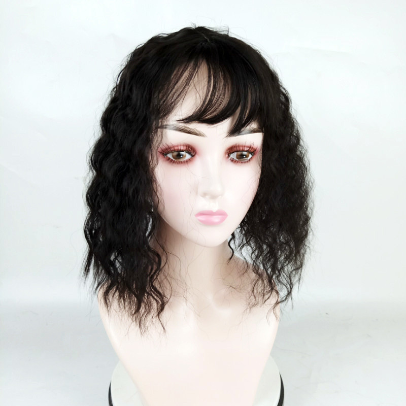Simulated wig, top patch, fake bangs, women's corn perm, curly hair ...