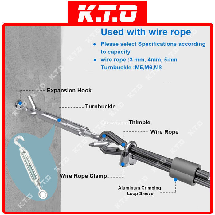 1 Pcs Galvanized Hook & Eye Turnbuckle Galvanized Wire Rope Strainer ...