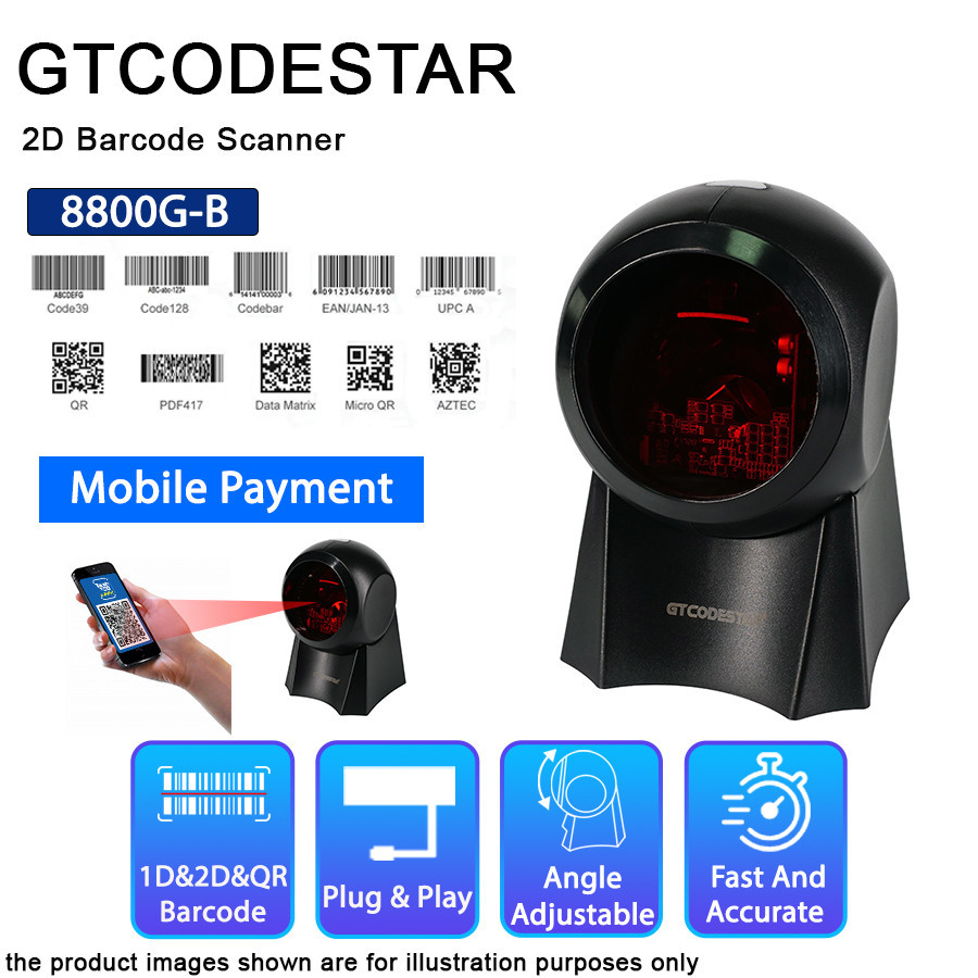 Gtcodestar 8800g B 2d Omnidirectional Barcode Scanner Desktop Qr Barcode Scanner Reader For