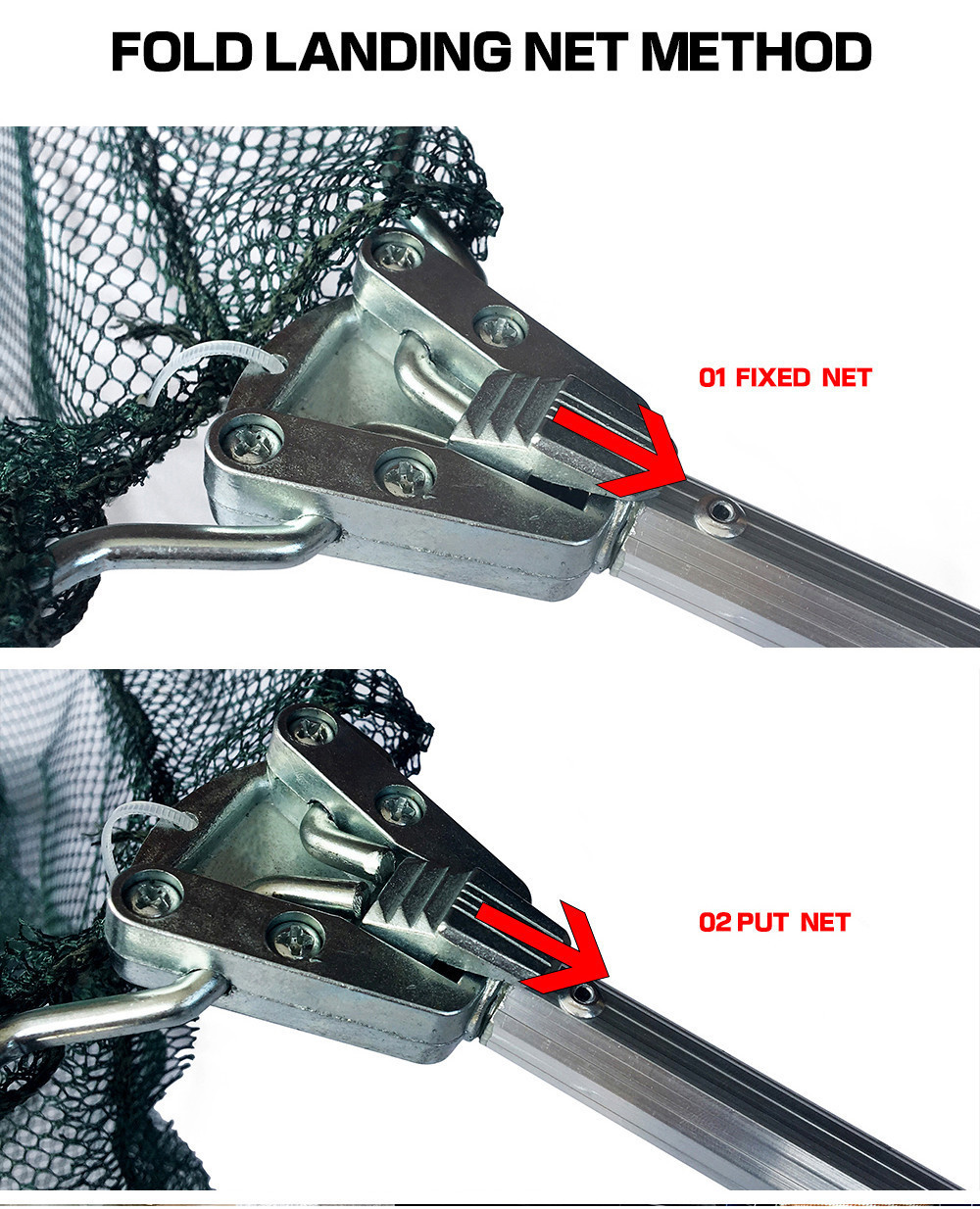 New 1.5m/ 1.7m/ 2.1m Foldable Fishing Net Aluminum Alloy Fishing ...