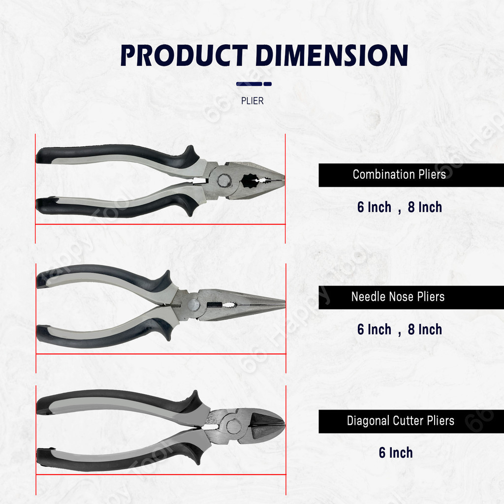 (6"/8") Combination Plier Diagonal Cutter Plier Needle Nose Plier Wire ...